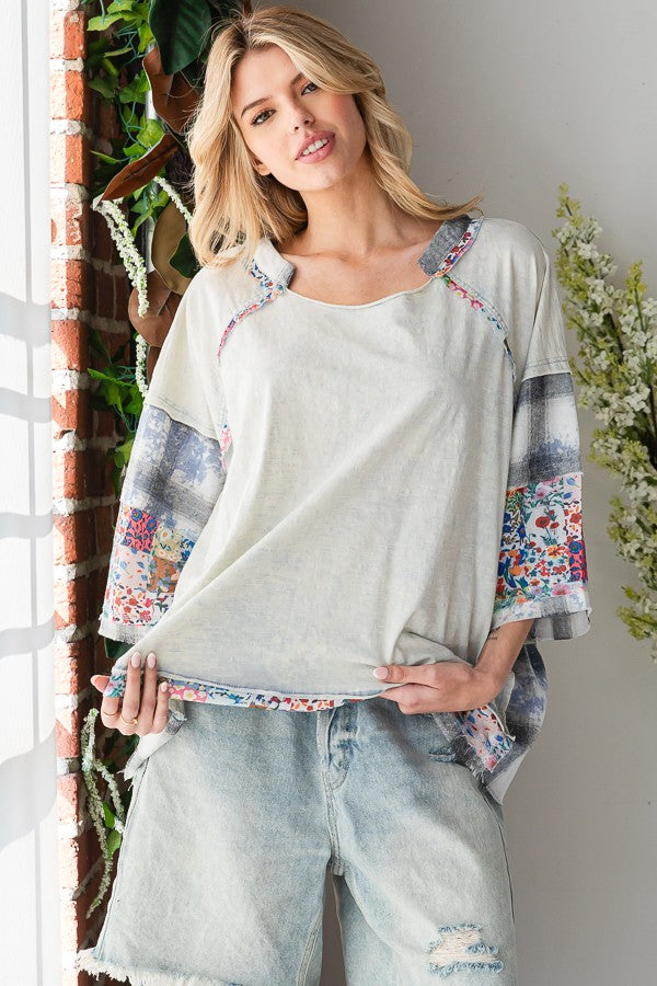 Oli & Hali Multi Print Patchwork Oversized Top – The Clothing Loft Boutique